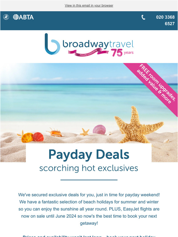 Broadway Travel: Payday Summer Sizzlers 🌞 2024 Flight Release! | Milled
