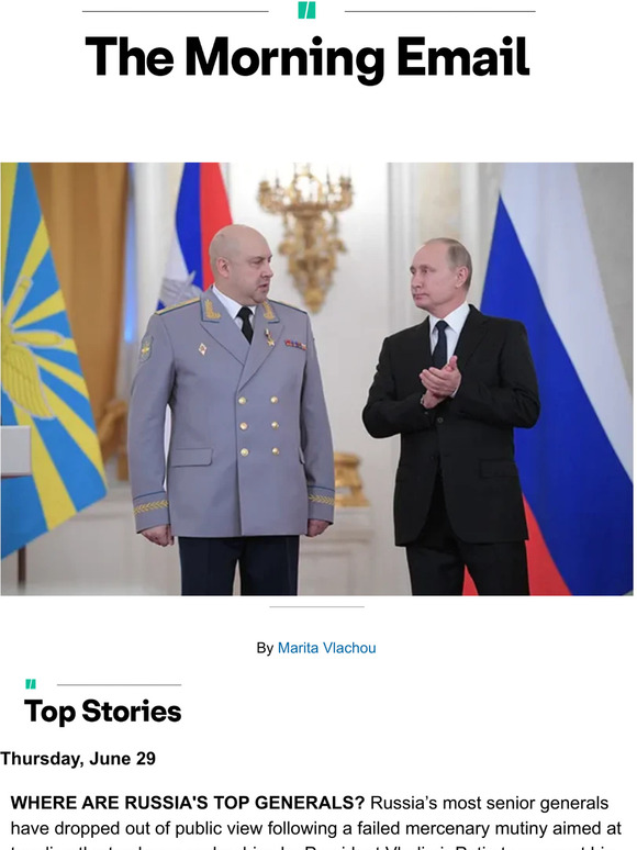HuffPost: Russian generals go missing as mutiny rumors rage | Milled