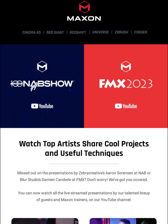 Maxon: NAB and FMX Presentations Now Available! | Milled
