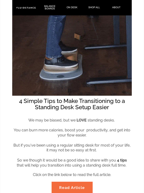 FluidStance: 4 Tips to Make Transitioning to a Standing Desk Easier | Milled