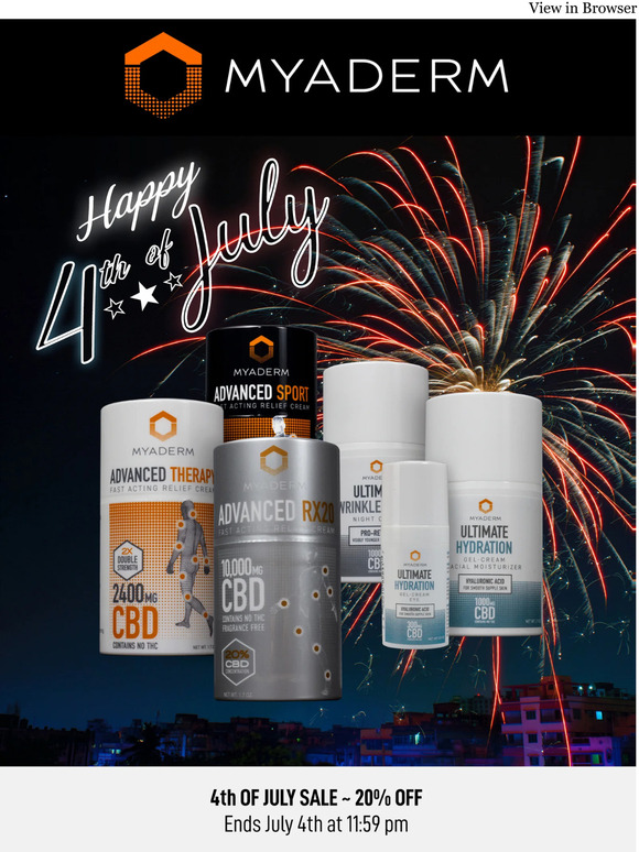 Myaderm: Fourth Of July Weekend Sale - Save 20% Sitewide | Milled