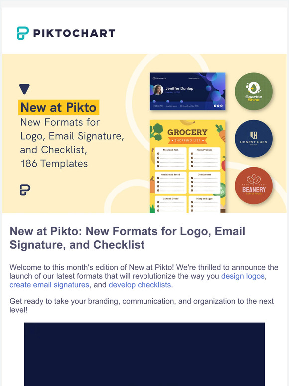Piktochart: New at Pikto: New Formats For Logo, Email Signature, and ...