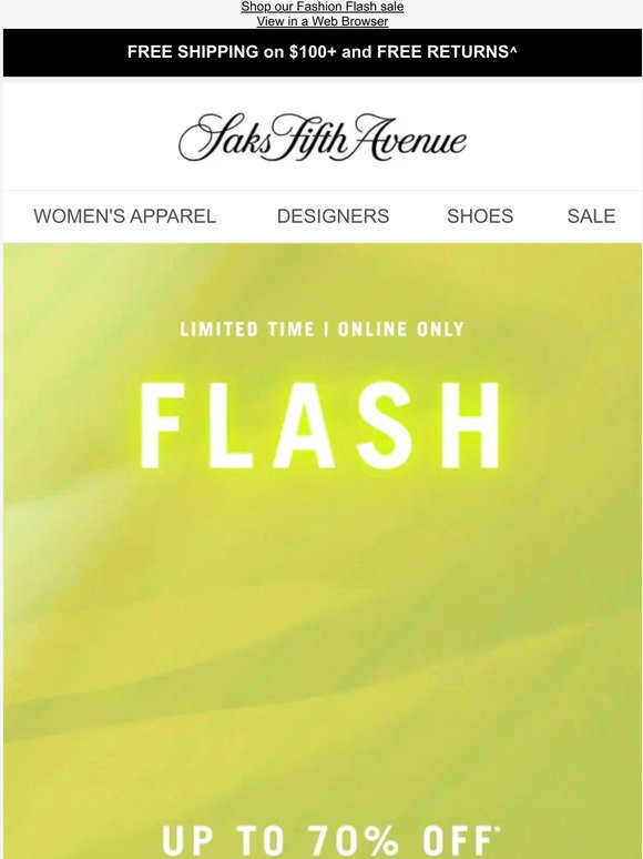 Saks Fifth Avenue: Ends today: Up to 70% off + Try these trending ...