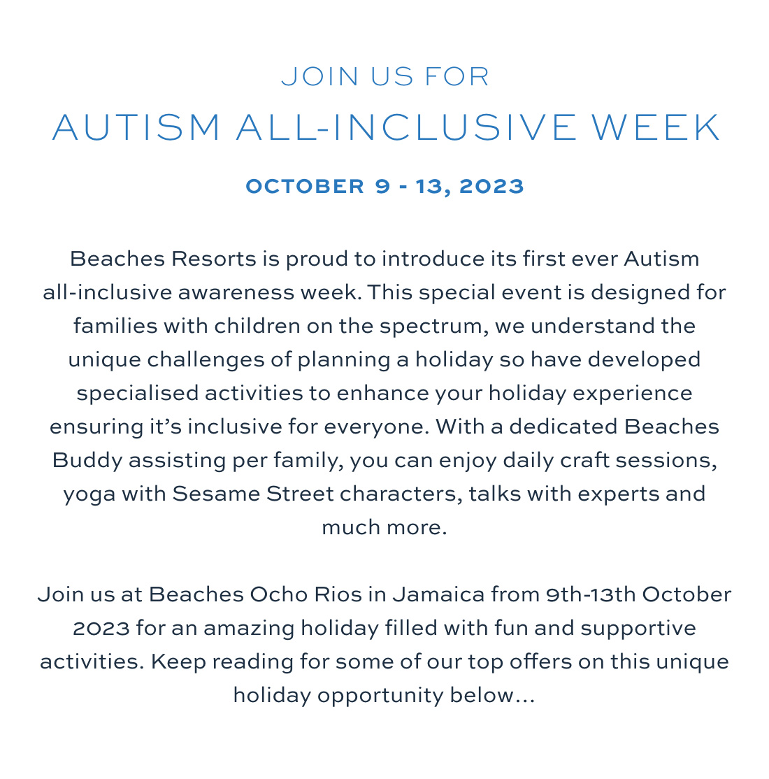 Beaches: Join Us For Autism All-Inclusive Week | Milled