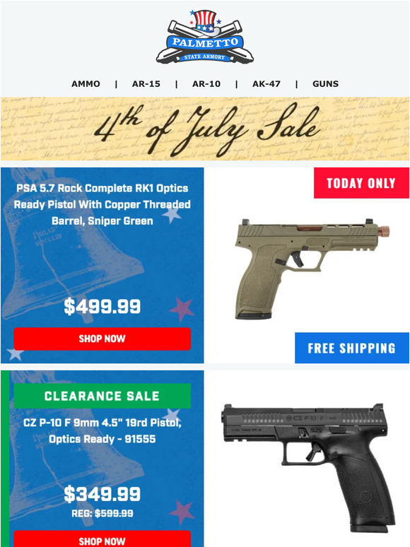 Palmetto State Armory: 4th of July Sale | PSA Rock RK1 Pistol W/ Copper ...