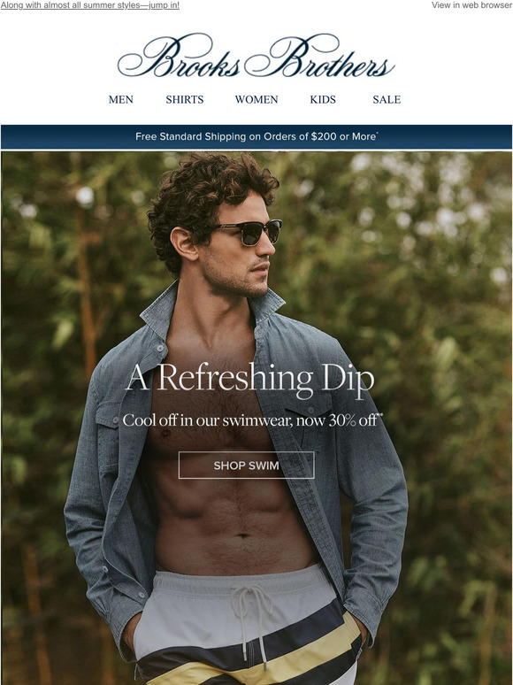 Brooks Brothers: July 4th swim looks 30% off | Milled