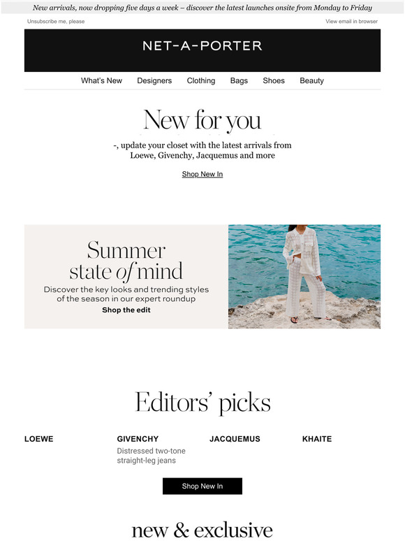 Net-A-Porter: Your Monday refresh | Milled