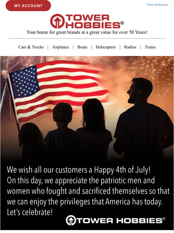 Tower Hobbies: 🇺🇸 We wish all our customers a Happy 4th of July! | Milled