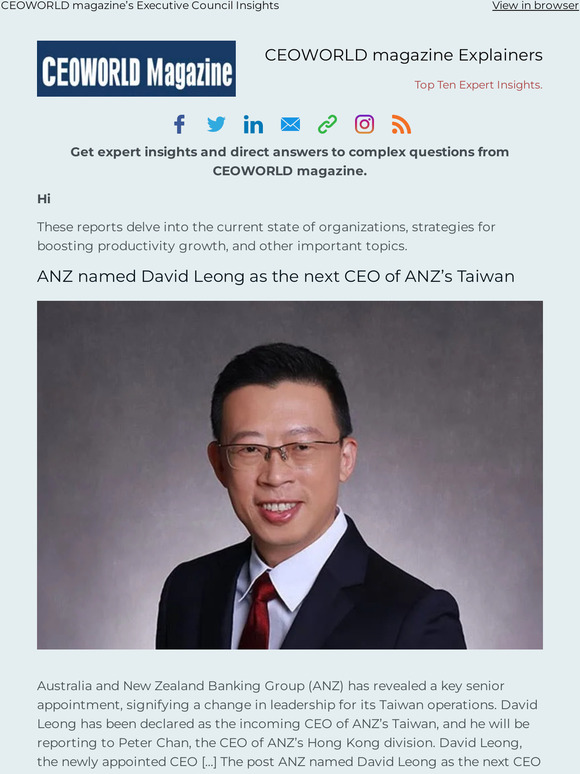 CEOWORLD Magazine: ANZ named David Leong as the next CEO of ANZ’s ...