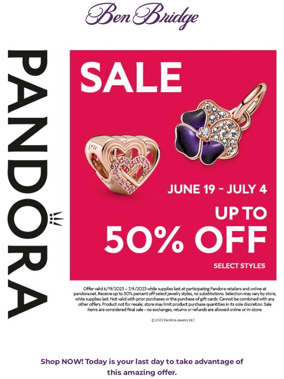Ben Bridge: LAST CHANCE SALE: Select Pandora Jewelry Styles | Milled