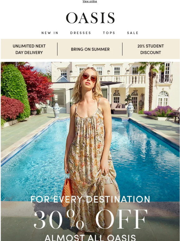 Oasis: 30% off these sunny essentials? Yes, please | Milled