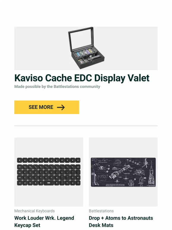 Drop: Kaviso Cache EDC Display Valet, Work Louder Wrk. Legend Keycap ...