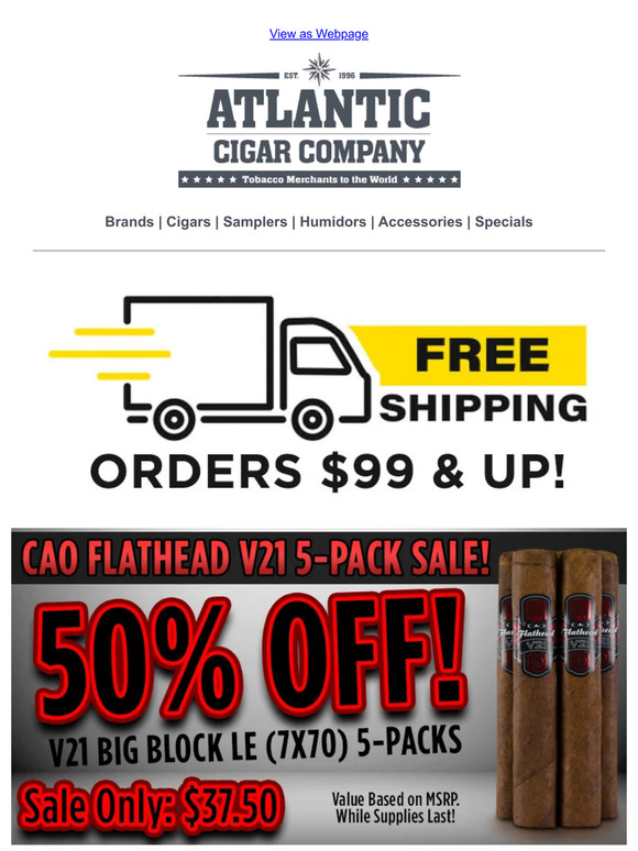 Atlantic Cigar Company: 50% Off - CAO Flathead V21 Big Block LE (7x70 ...