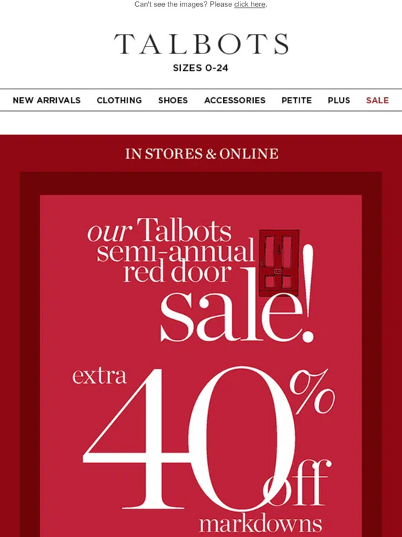 Talbots: 🚨 Our FAMOUS Talbots RED DOOR SALE is here! 🚨 | Milled
