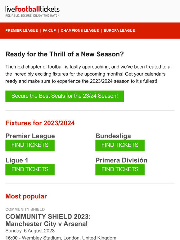 Live Football Tickets: New fixtures for 2023/2024 have been released ...