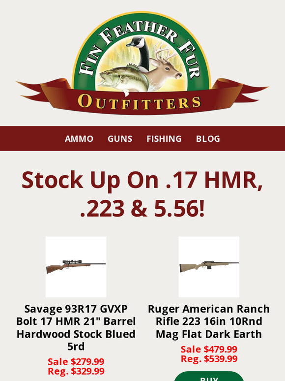 Fin Feather Fur Outfitters: Stock Up On .17HMR, .223 & 5.56! | Milled