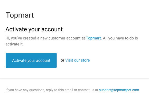 Topmart: Customer account activation | Milled