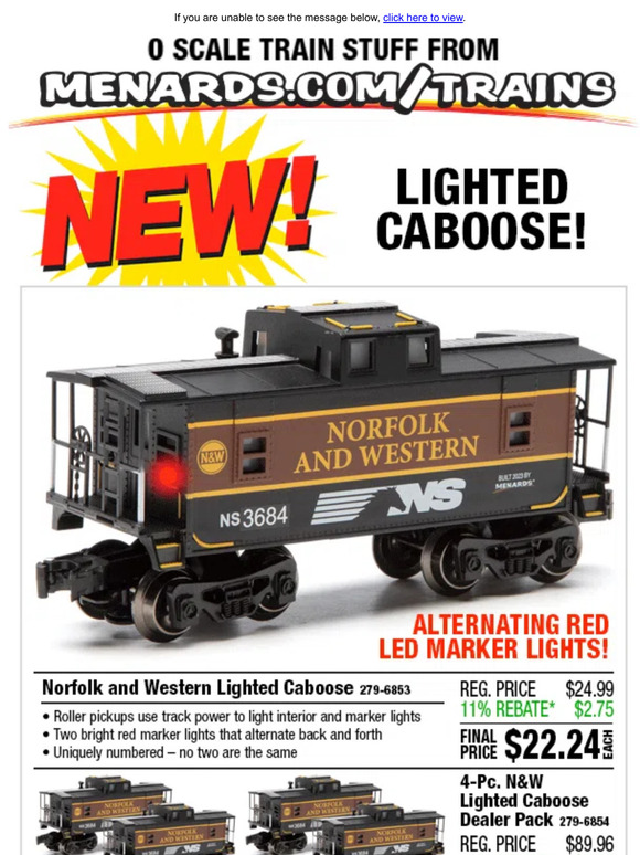 Menards: New! Norfolk & Western Caboose and Ore Cars! | Milled