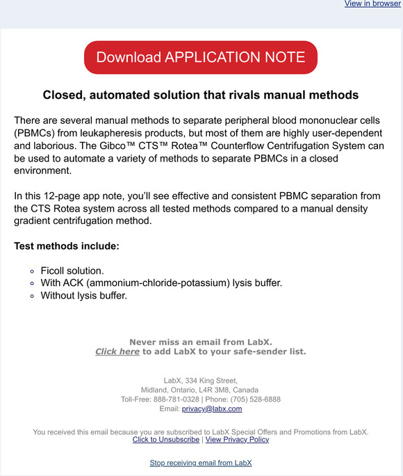 LabX: The Gibco™ CTS™ Rotea™ Counterflow Centrifugation System | Milled