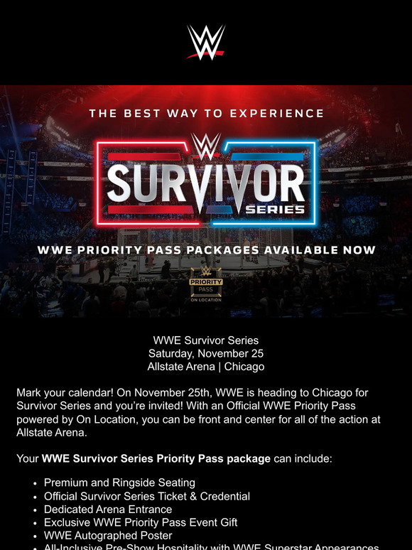 WWE Shop: [BUY NOW] WWE Survivor Series Priority Pass Packages ...