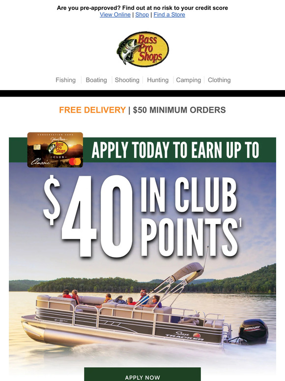 Bass Pro Shops: Apply Today And Earn Up To $40 In CLUB Points! | Milled
