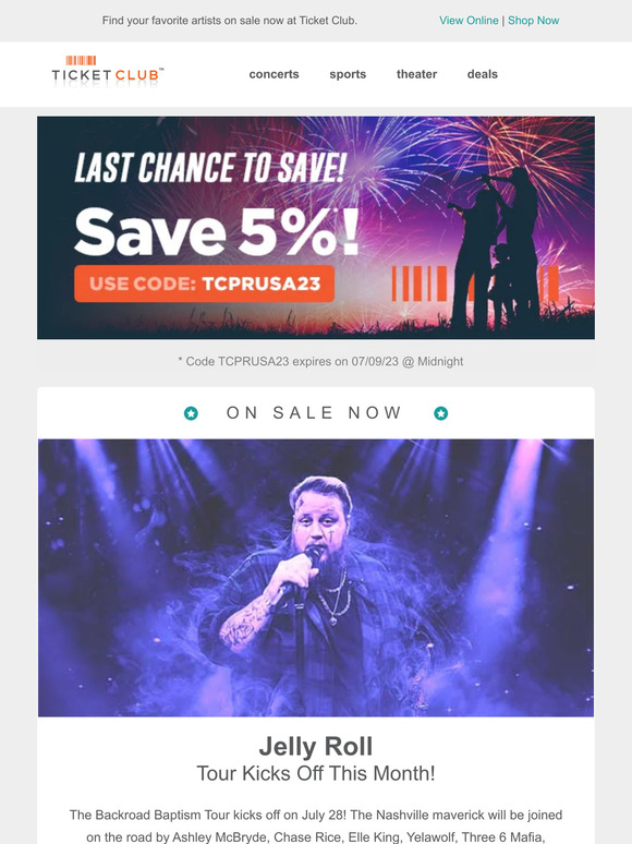 Ticket Club: Last Chance To Save! / Jelly Roll / Matt Rife / Tina Fey ...