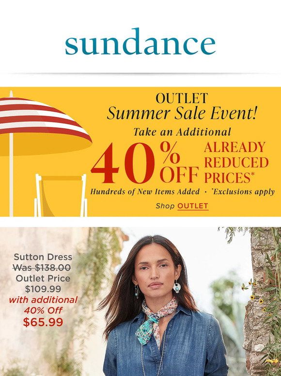 Sundance: Extra 40% Off Outlet - NEW Styles Just Added. | Milled