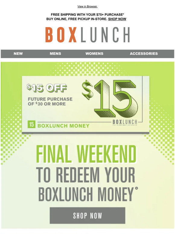 BoxLunch Final Weekend To Spend Your BoxLunch Money Milled