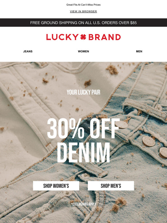 Lucky Brand: Save BIG On Your Fave Denim *30% OFF* | Milled