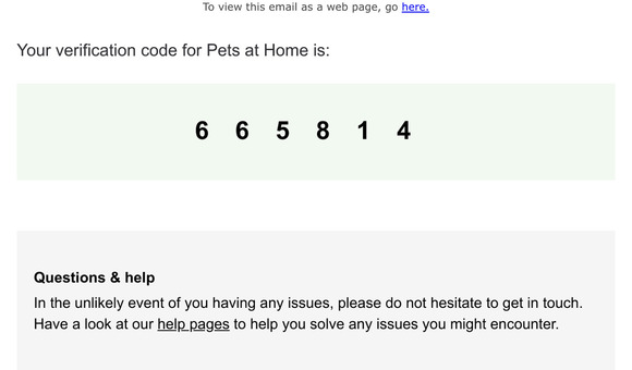 Pets at Home: Your Pets at Home verification code is: 665814 | Milled