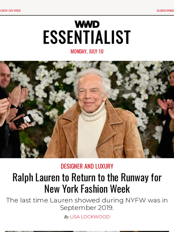Women's Wear Daily: Ralph Lauren to Return to the Runway for New York ...