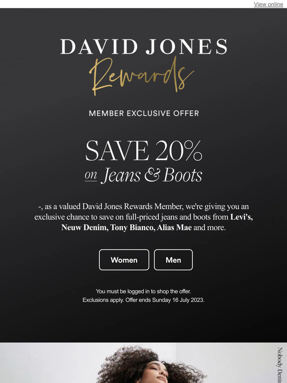 David Jones: Member Exclusive | 20% Off Jeans & Boots | Milled