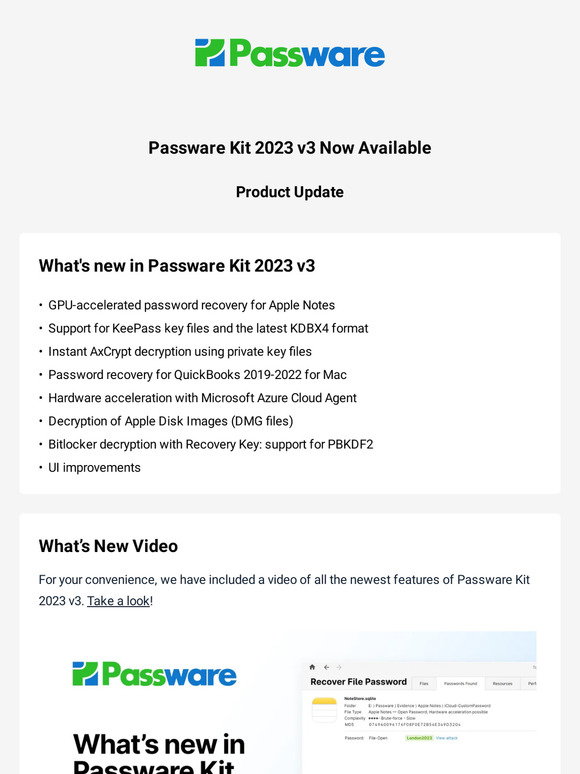 Passware: Passware Newsletter: Passware Kit 2023 v3 Now Available | Milled