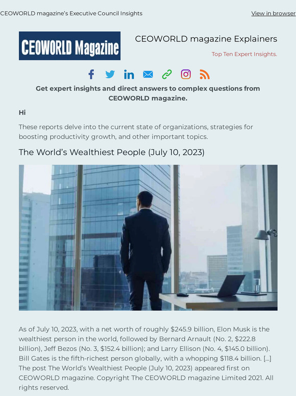 CEOWORLD Magazine: The World’s Wealthiest People (July 10, 2023) | Milled