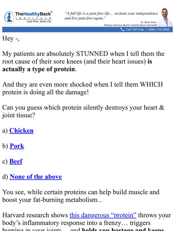 Healthy Back Institute: silently destroys your heart & joint tissue ...