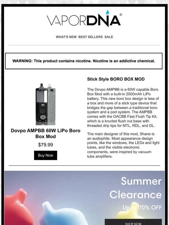 VAPORDNA: New Arrivals! Featuring Dovpo AMPBB 60W LiPo Boro Box Mod ...