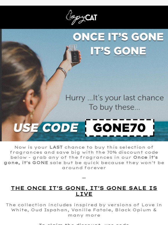 Copycat Fragrances: Once it's gone, it's GONE sale 👉 70% off Code ...
