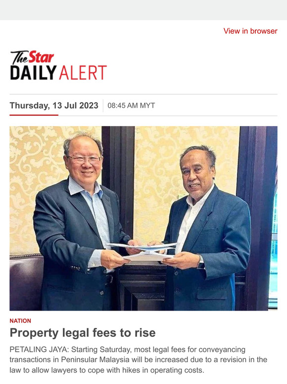 The Star: Property legal fees to rise | Coco Lee reportedly left almost RM136mil in properties ...
