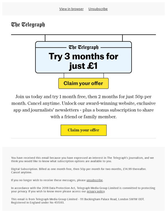 The Telegraph: A special offer to brighten your week | Milled