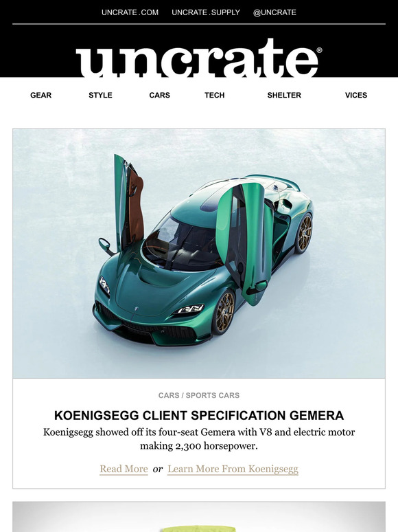 Uncrate: Koenigsegg Client Specification Gemera & more | Milled