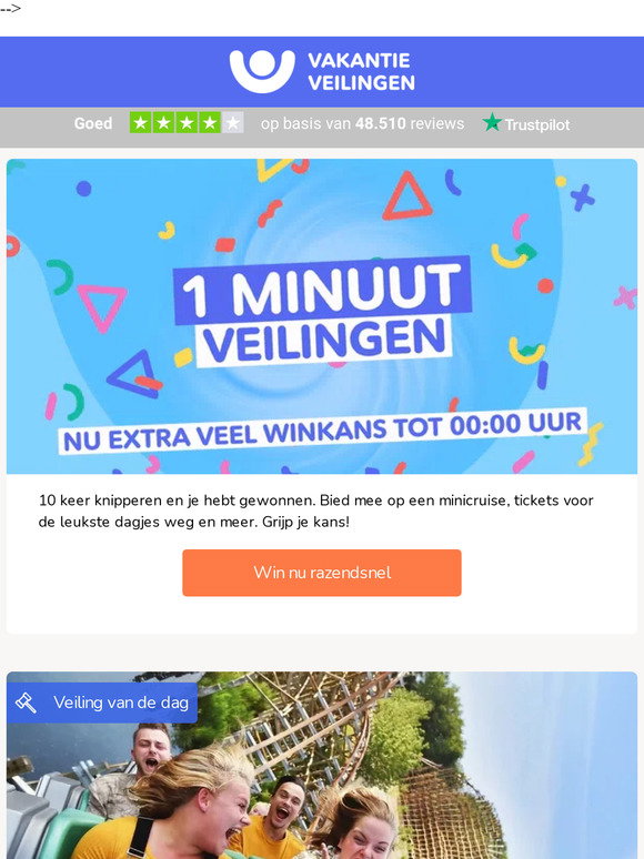 VakantieVeilingen: Winnaar, klaar voor 1 Minuut Veilingen? ⏰ | Milled
