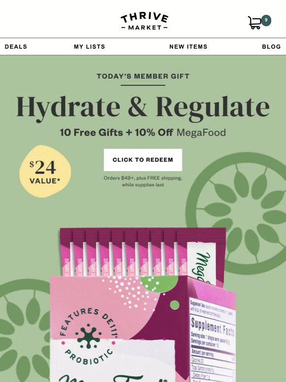 Thrive Market: 10 FREE probiotic water mixes ($24 value) | Milled