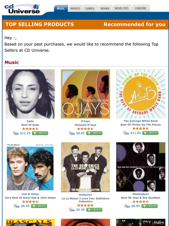 CD Universe: Music Top Sellers at CD Universe | Milled