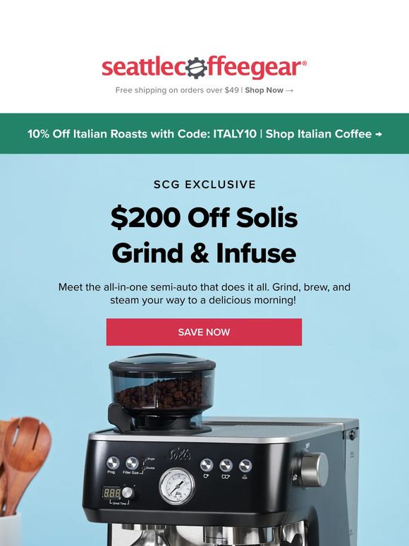 Seattle Coffee Gear: Solis Grind & Infuse Sale - New Top All-in-One 💪 ...