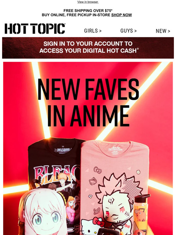 Hot Topic: New 💥 anime 💥 merch is calling… | Milled
