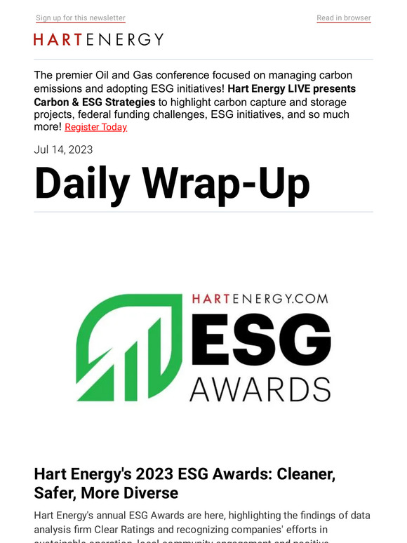 Hart Energy: Daily Wrap-Up: Hart Energy's 2023 ESG Awards; Energy Transition in Motion | Milled