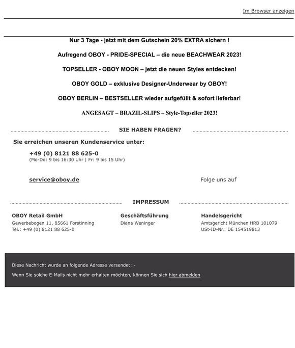 Oboy: OBOY-PRIDE-SPECIAL - Aufregende UNDERWEAR & BEACHWEAR 2023! | Milled