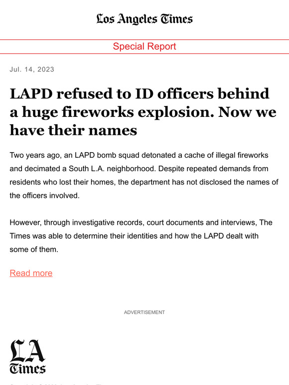 Los Angeles Times: Times Investigation: LAPD refused to ID officers ...
