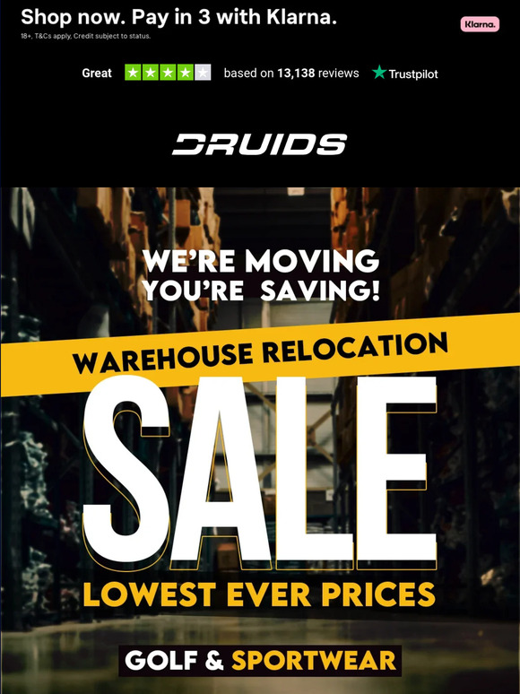 Druids Golf: 48 HOURS TO GO - WAREHOUSE RELOCATION CLEARANCE EVENT | Milled