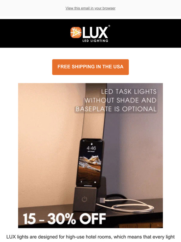LUX LED Lighting: Device Charging Table Lamps | Milled